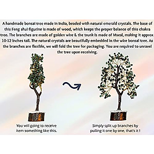 Emerald Crystal Tree - Healing Crystals and Healing Stones Home Decor Gifts - Chakra Tree of Life Stocking Stuffers, Bookshelf Decor, Feng Shui Decor Meditation Gifts