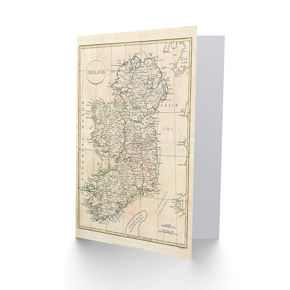 Wee Blue Coo 1799 CLEMENT CRUTTWELL MAP IRELAND BIRTHDAY BLANK GREETINGS CARD