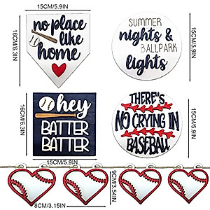 HEALT 8 PCS Baseball Rugby Golf Tiered Tray Decor,Sports Wooden Signs Items Decor,Rustic Farmhouse Tray Sets for Kitchen Home Table Decor Ball Themed Games Contest Party Supplies (Baseball_03_8pcs)