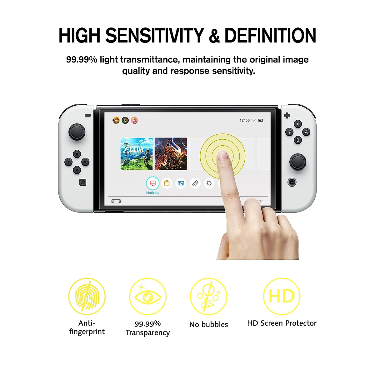 Hocents. Tempered Glass Screen Protector for Nintendo Switch OLED - 2 Pack (Auto-Alignment Tool)
