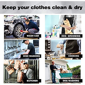 ALIPOBO Waterproof Apron for Men and Women, Durable Heavy Duty Extra Long Adjustable Bib Apron for Kitchen Cooking, Dish Washing, Butcher, Dog Grooming, Lab work, Black