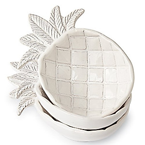 Mud Pie Ceramic Pineapple Shaped Dip Condiment Bowls Set of 3