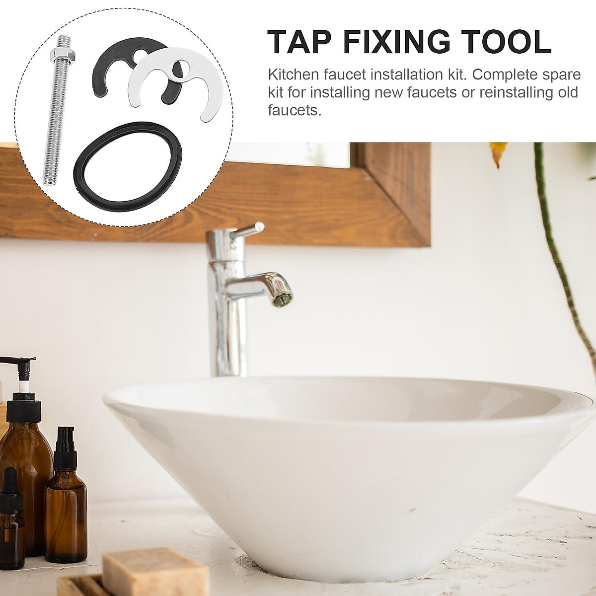 DOITOOL Faucet Fixing Bracket 1 Set Faucet Mounting Nut and Washer Faucet Lock Nut Faucet Mounting Kit Stainless Steel Kitchen Faucet Fastener Accessories for Kitchen Tap Sink Replacement Repair