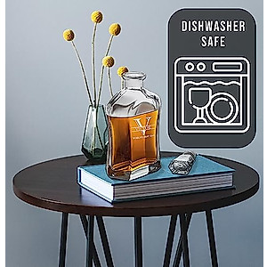 Personalized Etched Glass 23oz Whiskey Decanter, Custom Engraved Fathers Day Gift, Retirement, Anniversary,Housewarming, Customized Bourbon Gifts for Men, Scotch Birthday Gifts for Men,Him,Dad,Halpert