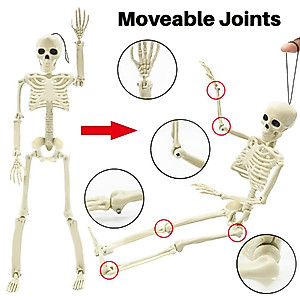 4 Packs Posable Halloween Skeleton, Full Body Skeleton Decoration Movable Posable Joints Skeletons, Scary Plastic Skeleton Halloween Skull Decor for Yard Garden Lawn Haunted House Graveyard Props
