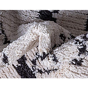 Unique Loom Morocco Collection Tribal, Southwestern, Bohemian Area Rug, 9' 0" x 12' 0", Ivory/Black