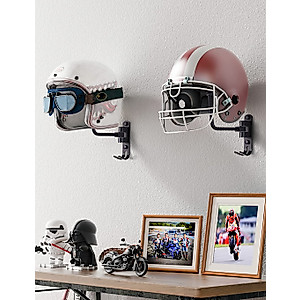 SKIKEN Helmet Holder Rack (White) Wall Mounted, Football Helmet Rack Stand, Wall Motorcycle Helmet Rack, Storage Rack for Motorcycle Jacket, Baseball and Sports Helmet (White, 1Pack)