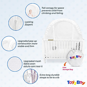 ToyzBay Crib Net to Keep Baby in-Crib Tent to Keep Baby from Climbing Out- Pop Up Crib Mosquito Net Tents Cover- Baby Crib Netting- Baby Safety Crib Tent