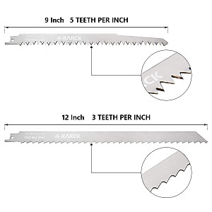 A-KARCK Food Reciprocating Saw Blades for Frozen Meat 6 Pack, Unpainted Stainless Steel Saw Blades for Food Cutting Included 9" and 12"