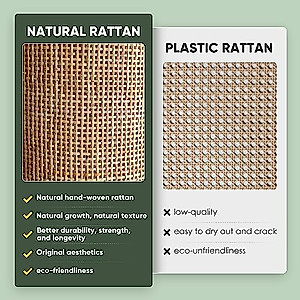 Yechen Round Coffee Table with Natural Rattan Woven Shelf and One Drawer, Boho Coffee Table, Rattan Coffee Table, Coffee Tables for Living Room, Metal Legs, Nature