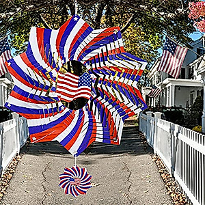 Wind Spinners Home Garden Decor, Patio Yard Backyard Outdoor Art Outside Decorations 3D American Flag Metal Stainless Steel Decoration 12＂Wind Spinner Gifts for Lawn Hanging Pinwheels Crafts Ornaments