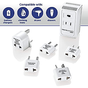 Conair Voltage Converter and Universal Travel Adapter, European Travel Plug Adapter, Univerasal Adapter Plug Converter for Travel, 6 Piece Set