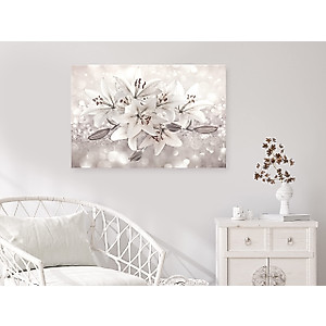 artgeist Acoustic Canvas Wall Art Lilies Flower 35x24 in - 1pcs Picture with Acoustic Foam Sound Print Artwork Room Acoustics Soundproofing Nature Botanical Plant b-C-10285-b-a