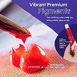 Crafts 4 All Acrylic Paint Set for Adults and Kids - 24-Pack of 12mL Paints for Canvas, Wood & Ceramic w/ 3 Art Brushes - Non-Toxic Craft Paint Sets - Stocking Stuffers for Girls and Boys