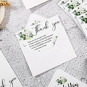 Marspark 50 Pack Thank You Sympathy Cards Funeral Thank You Cards with Envelopes and Message Memorial Card Sympathy Cards Greenery Bereavement Cards for Funeral Family Friends Loved Ones (Lily)