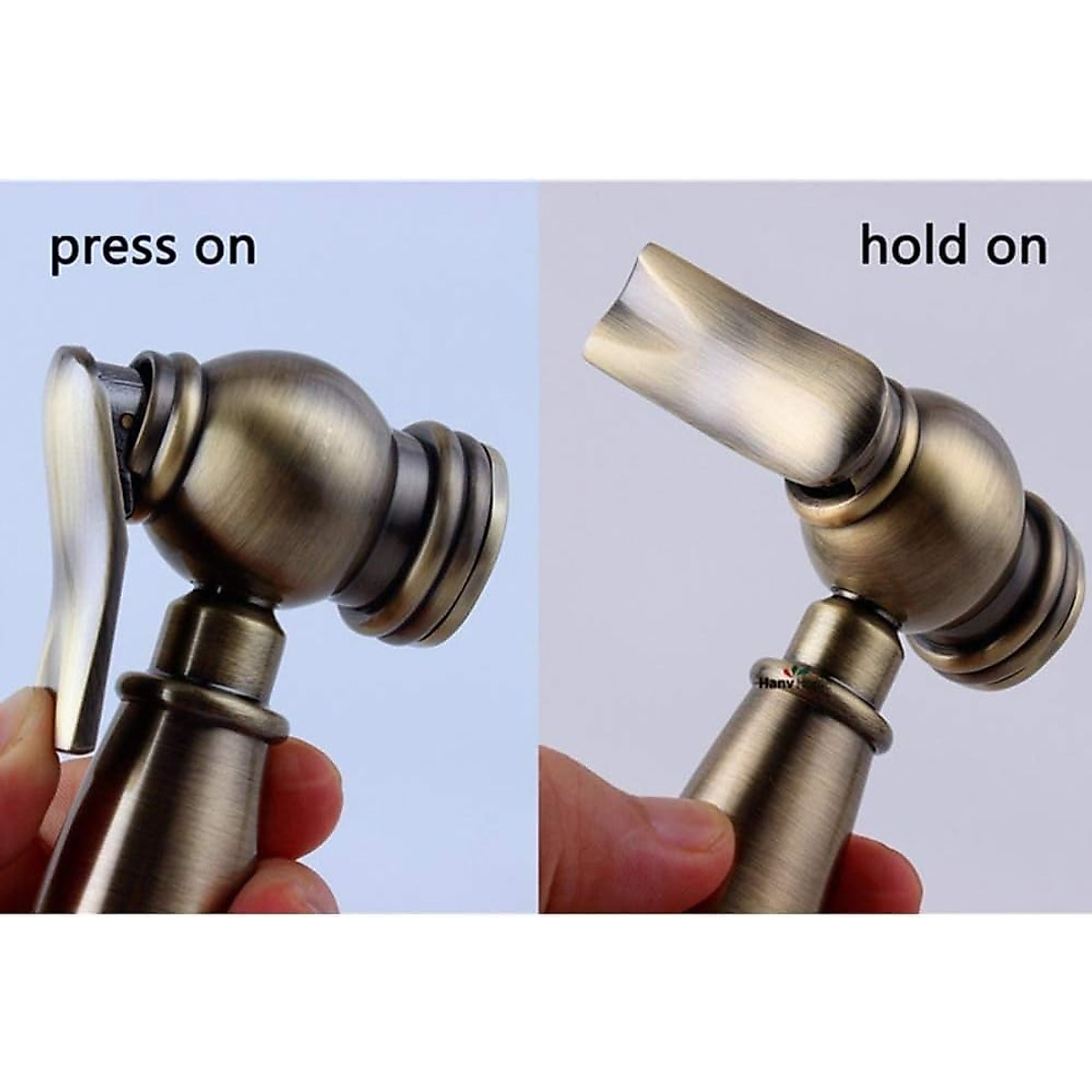 Antique Hand Shower Handheld Brass Bidet Sprayer with 150cm Stainless Steel Hose and Brass Holder for Private Hygiene and Potty Toilet Spray