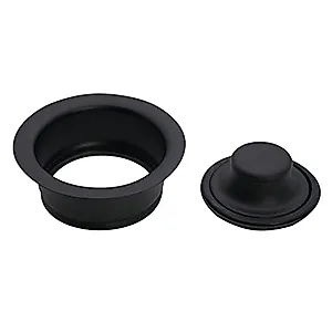 Westbrass D2089-62 3-Bolt mount Waste Disposal Flange & Stopper, Matte Black,1-Pack