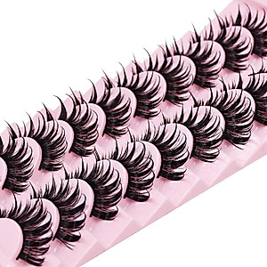 10 Pairs Manga Lashes Wet Look Japanese Style Cosplay Spiky Eyelashes Anime Lashes 16mm Wispy Thick Faux Mink Doll Eyelash Extension Look Like Individual Clusters by Augenli (02)