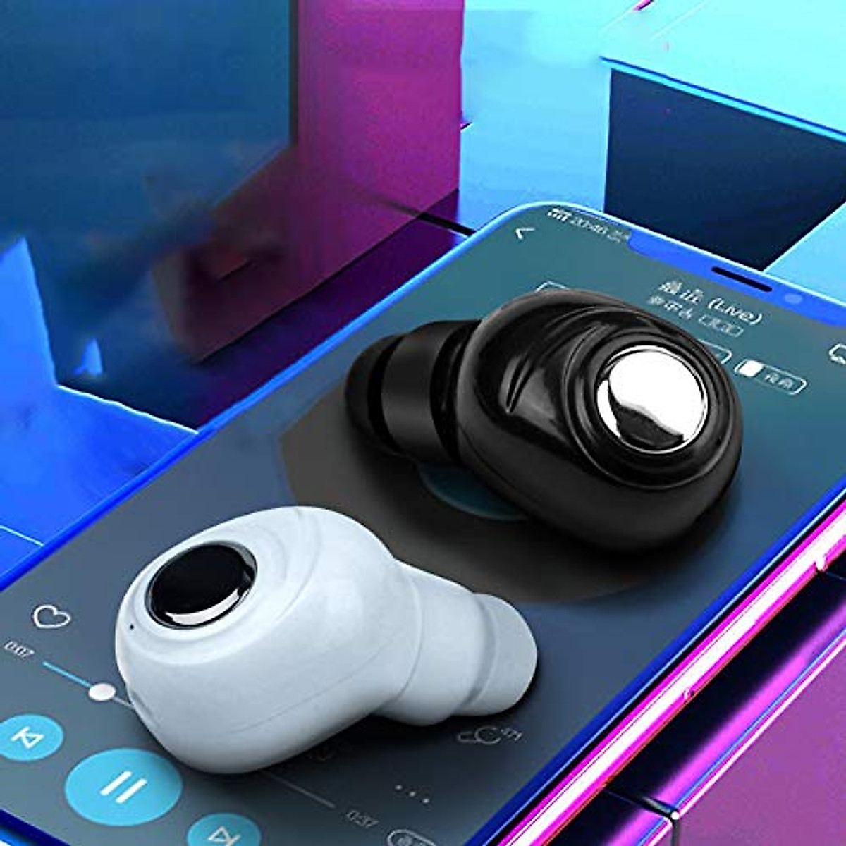 Heave Bluetooth 5.0 Earbud,Mini Invisible Wireless Bluetooth Earpiece Headset in-Ear HiFi Stereo Sound Headphone with Mic for Running Workout Blue