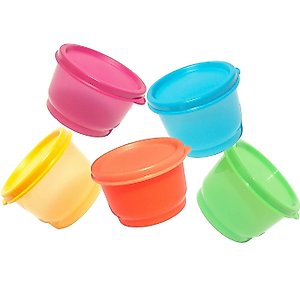 Tupperware Snack Cup Lunch Set of 5 Small Bowls HTF Colors