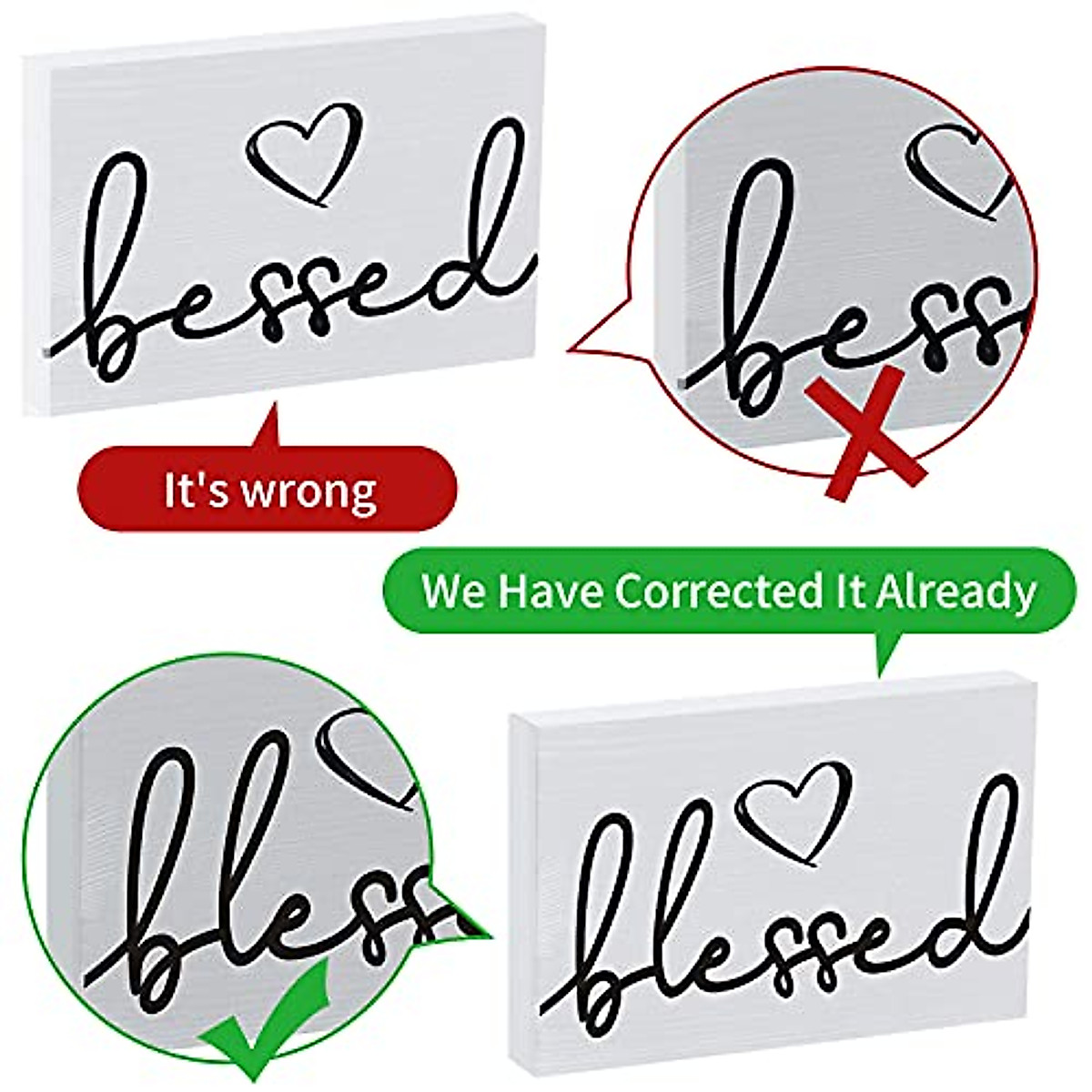 3 Pieces Family Home Blessed Rustic Wood Sign Mini Wood Decorative Signs Farmhouse Woodworks Decors Table Decorations Signs for Bedroom Kitchen Living Room Table Decorations