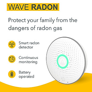 Airthings 2950 Wave Radon - Smart Radon Detector with Humidity & Temperature Sensor – Easy-to-Use – Accurate – No Lab Fees – Battery Operated - Free App