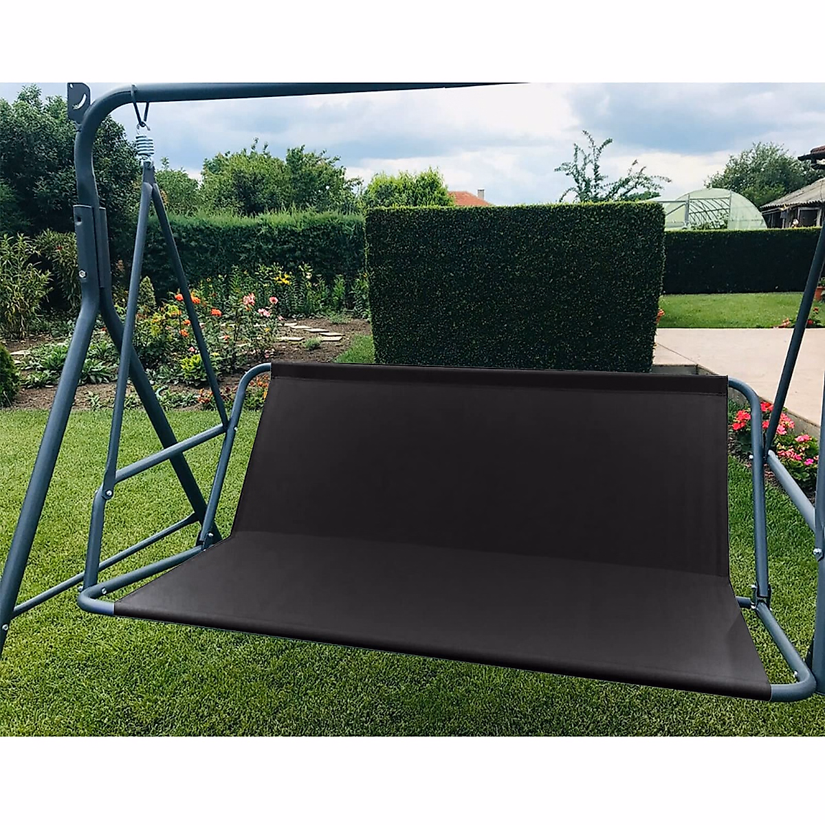 Midremer Swing Cover Chair Bench Replacement Cover, 2/3 Seat 600D Thickened Oxford Waterproof Swing Seat Cover for Outdoor Patio Garden Swing Chair (Black, 58.2 x 19.7 x 19.7 Inch)