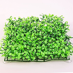 SLSON Aquarium Decorations Grass Artificial Plastic Lawn 9 inches Square Landscape Green Plants for Saltwater Freshwater Tropical Fish Tank Decoration,with 8 Pcs Suction Cups