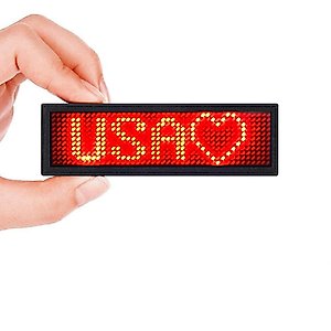 LED Name Badge for Business, USB Programming Digital Display 44 x 11 Pixels Use Rechargeable LED Card Screen for Bar Hotel Party Supermarket School and Restaurant