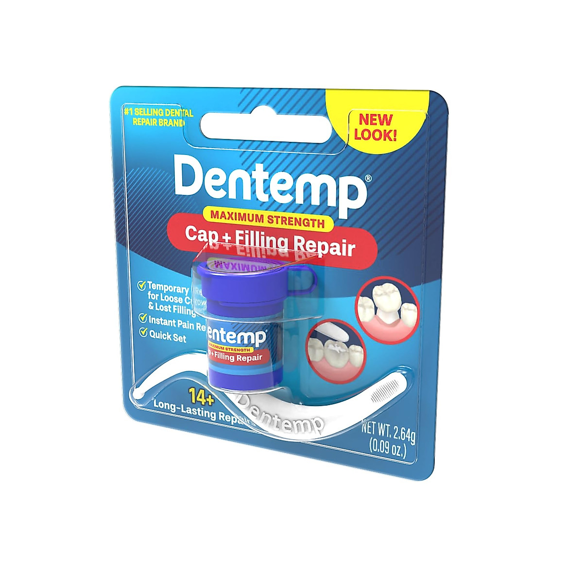 Dentemp Maximum Strength Loose Cap and Lost Filling Repair - Dental Repair Kit for Instant Pain Relief (Pack of 1)