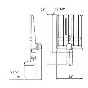 RAB A22-150 LED Area Light, 22,117 Lumens, 100/120/150 Watts, Type III, 3000K/4000K/5000K, 120-277V, Bronze, Mount Included