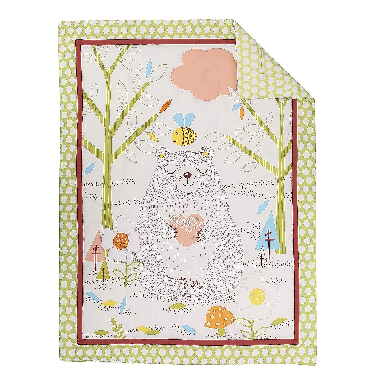 Brandream Bear Nursery Bedding Boys Woodland Animal Comforter Set Brown Baby Crib Sheet 3 Piece, Nursery Bedding Collection,100% Cotton