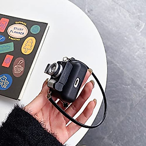 Yatchen Camera AirPods Case Cover,Apply to AirPods Pro Case with Wristband 3D Cartoon Cool Fun AirPods Pro Case Soft Silicone Skin Shock-Absorbing Protective Cover for Women Girls