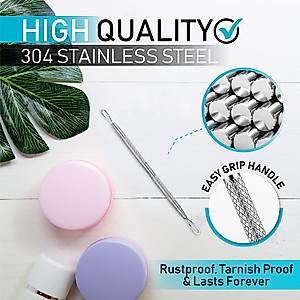 Hula Home Blackhead Remover Pimple Extractor Popper Tool Acne Comedone Blackhead, Blemish, Whitehead Popping, Zit Removing for Nose Face, 304 - Stainless Steel