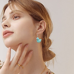 GBAHFY Rubber Unique Personalized Yellow Duck Earring lightweight Funny Cute Duck Dangle Drop Earrings Necklace Set for Women Charming Jewelry Gift (Green)