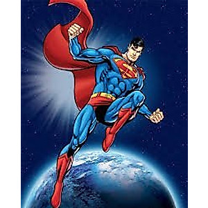 Superman in Space Fabric Fleece Panel - Officially Licensed (Great for Quilting, Throws, Sewing, Craft Projects, Wall Hangings, and More) 48" X 62"