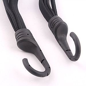 2 PCS Universal Motorcycle Helmet Luggage Rope 60cm Motorcycle Bungee Cord Bandage Retractable Elastic Strap with 2 Hooks, Black
