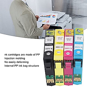 4 Color Ink Cartridge, 4 Color PP Printer Ink Cartridges No Leakage Ink Cartridge Replacement T1251 T1252 T1253 T1254, Desktop Photo Printers