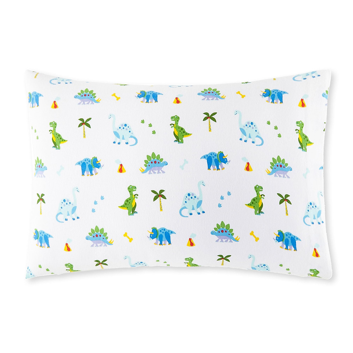 Wildkin Kids 100% Cotton Flannel Pillow Case for Boys & Girls, Soft & Breathable Fabric Kids PillowCase, Measures 20 x 30 Inches, Fits Standard Size Pillow (Dinosaur Land)