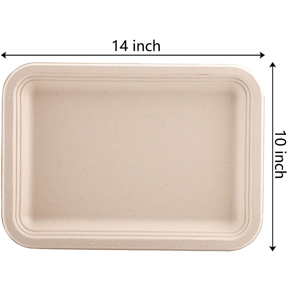 Lawei 50 Pack 14 Inch Biodegradable Paper Plates, Rectangle Compostable Disposable Food Trays 100% Heavy-Duty Sugarcane Bagasse Paper Platter for Seafood, BBQ, Picnic, Party