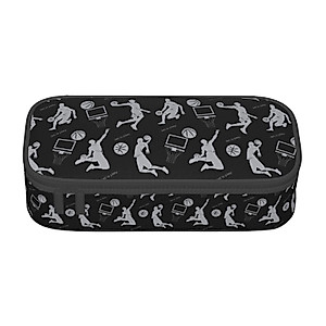 Perinsto Sport Baskground Pencil Case Big Capacity Multi Compartment Stationery Box Basketball Pencil Pouch Holder Desk Organizer For School Office Home