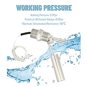 DC0-110V Liquid Water Level Sensor, Sensor Switch, Male Thread 1/2 NPT 304 Stainless Steel, Suitable for Liquids of Different densities, pressures and temperatures