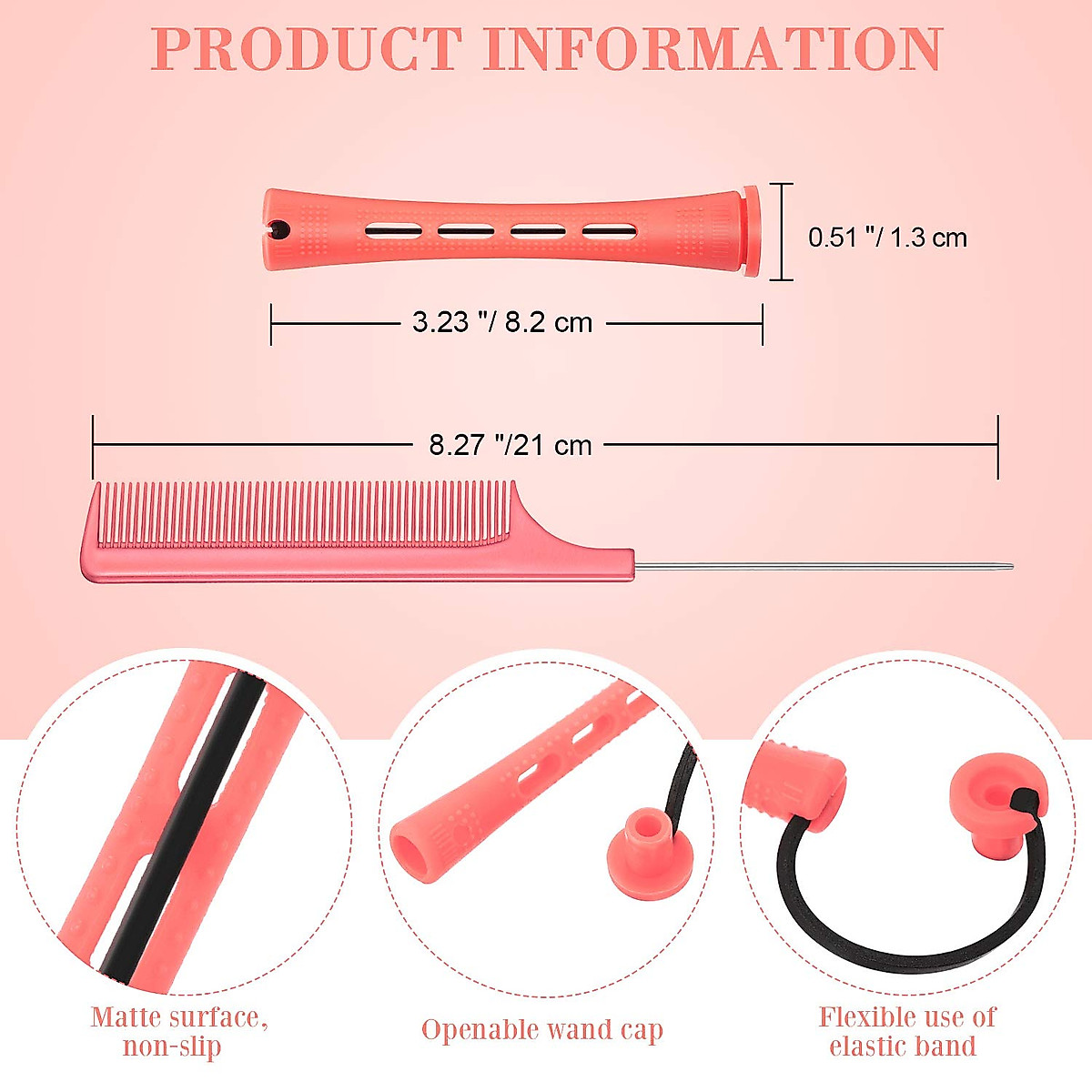 WILLBOND 36 Pieces Cold Wave Rod Hair Perm Rods Hair Rollers Perming Curlers with Steel Rat Tail Comb for Hairdressing Styling