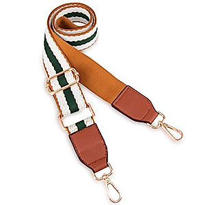 Wolven Adjustable Purse Strap Replacement Crossbody Shoulder Strap For Handbag Laptop Bag Etc (White Green Stripe)