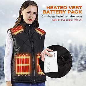 BIUMVP Heated Vest Battery Pack,5V 2A 10000mAh Power Bank for Heated Jacket,PD 22.5W Fast Charging Portable Charger,LCD Dispaly Phone Charger for iPhone,Android ect.