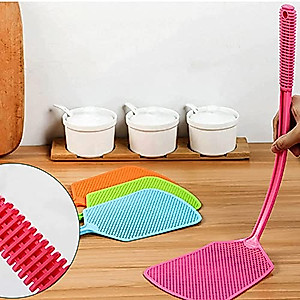 Fly Swatter,5 Pack Plastic Heavy Duty Manual Fly Killer, Long Handle Flyswatter, Large Bug Swatters That Work for Indoor and Outdoor