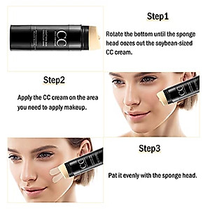 Boobeen Air Cushion CC Stick Moisturizing CC Cream Concealer Full Coverage Foundation Makeup Color Correcting Cream to Create Natural Makeup, Oil-Free