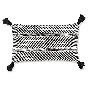 Lone Elm Studios Cotton Woven Lumbar Pillow Home Decor, 12InL x 20InW x 5.5InH, Multicolor