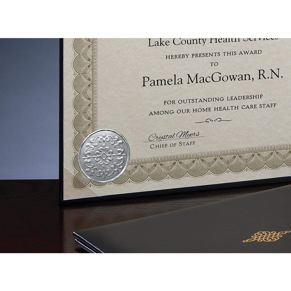 PaperDirect Silver Castillo Filigree Embossed Foil Certificate Seals, 32 Count