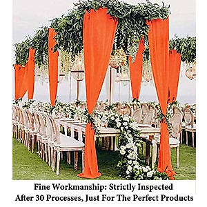 Orange Chiffon Backdrop Curtain 10FT Sheer Curtains 2 Panels 29x120-Inch Chiffon Fabric Drapes for Wedding Ceremony Voile Curtains Photography Backdrop Drapes Party Stage Decoration